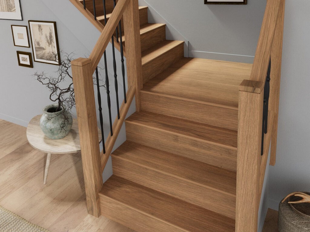 StepUp Oak Tread With Reversible Riser Cladding 3pk | Stairparts Direct